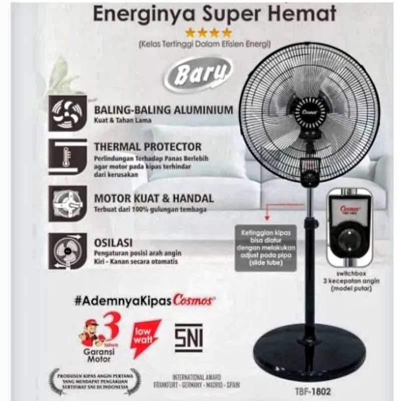 Jual Stand Fan Cosmos 18 Tbf 1802 Kipas Besi Berdiri 18 Inch Cosmos Tbf1802 Kipas Angin Besi 18