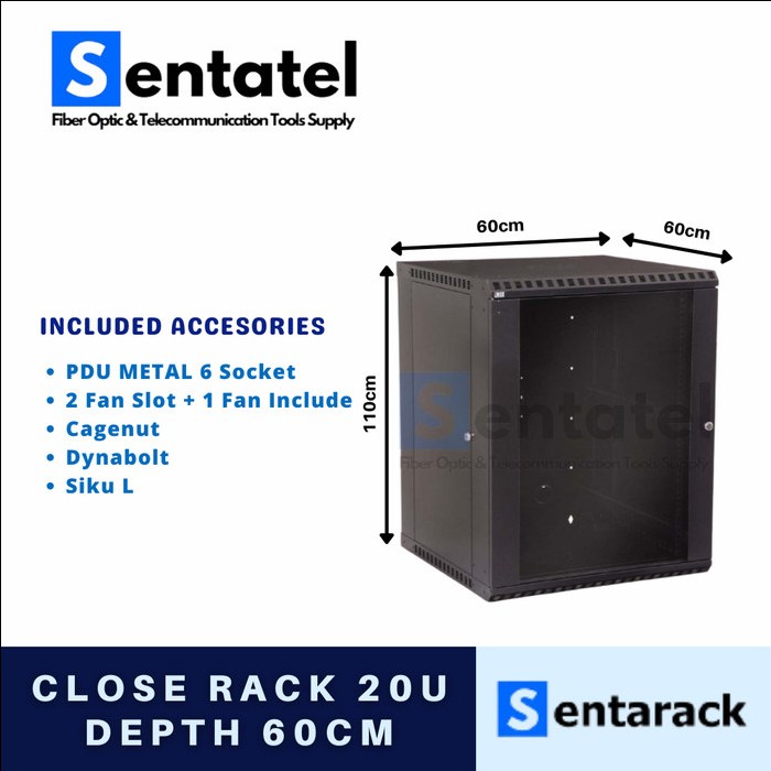 Jual Close Rack 20U / Rack Server 20U Depth 60 cm Double Door | Shopee ...