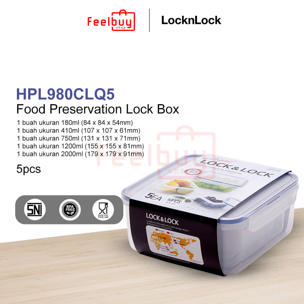 Jual LocknLock Food Preservation Lock Box 5pcs HPL980CLQ5 | Shopee ...