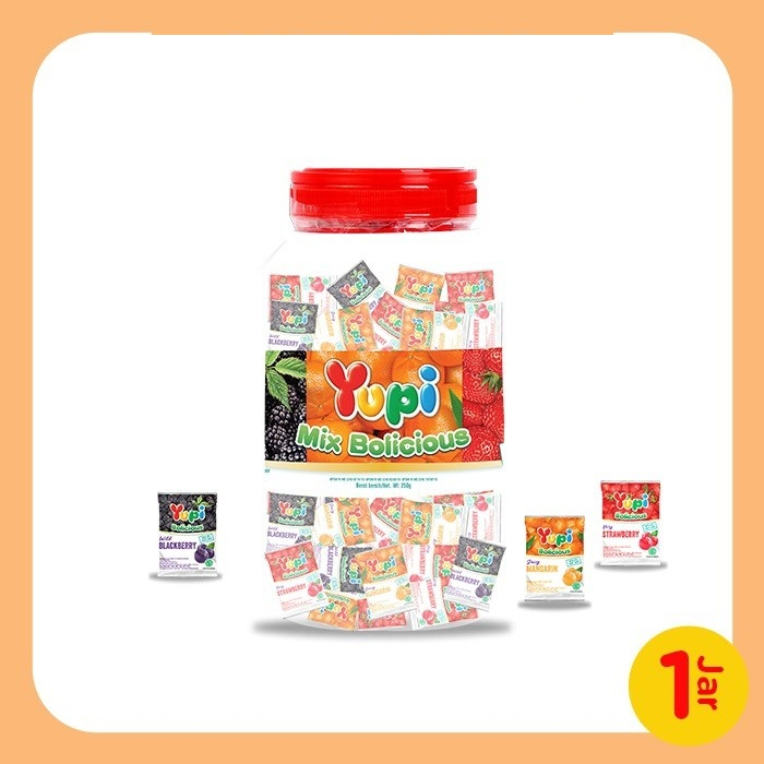 Jual { ECER 1 TOPLES } Permen Yupi Strawberry Kiss Jar 300gr ...