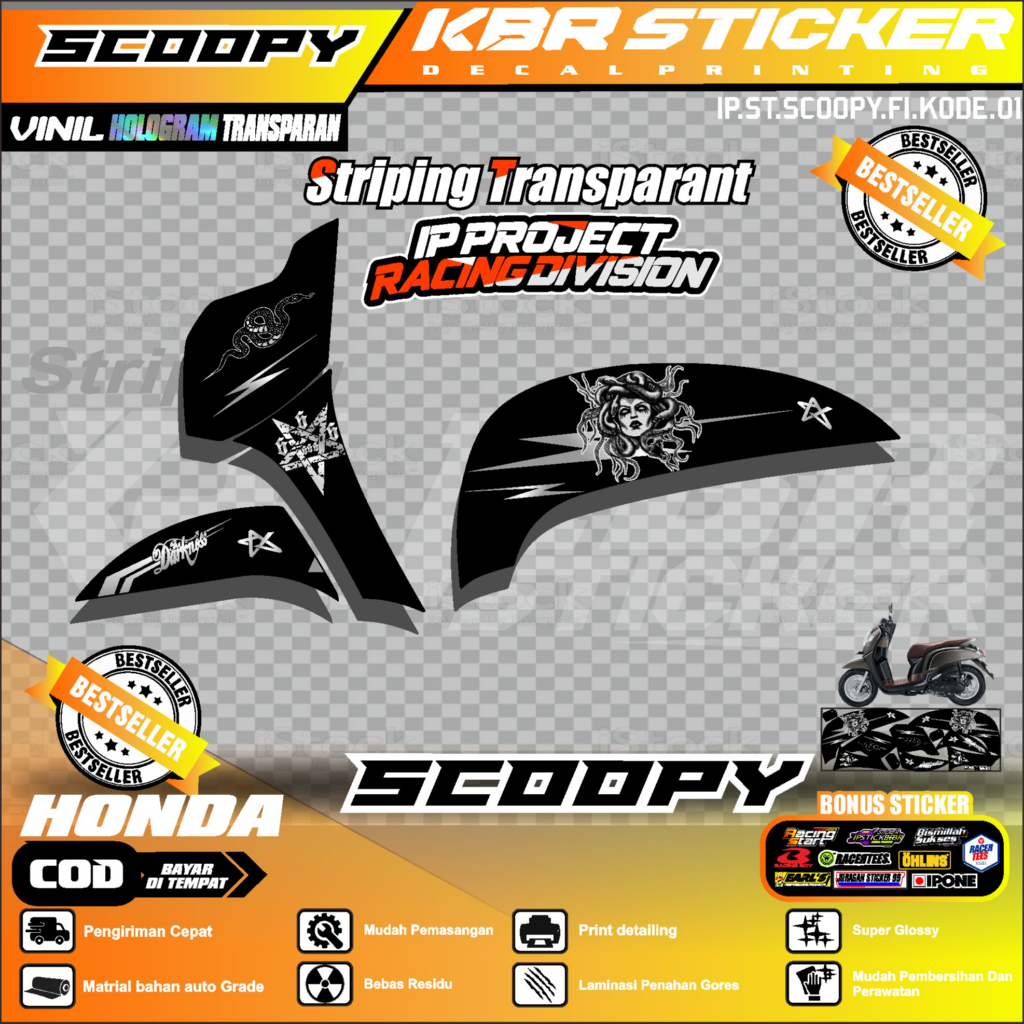 Jual (COD) STIKER STRIPING SCOOPY FI NEW - STIKER STRIPING MOTOR HONDA ...