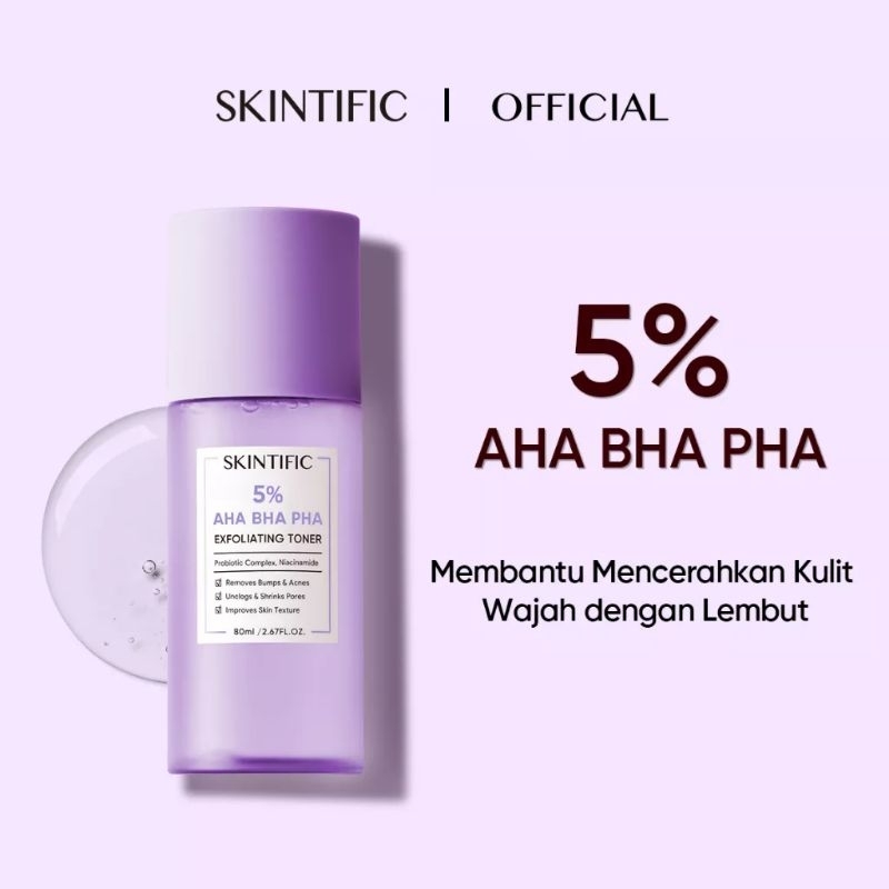 Jual SKINTIFIC AHA BHA PHA EXFOLIATING TONER 80ml | Shopee Indonesia