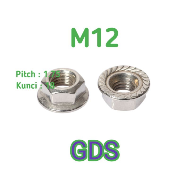 Jual Mur Flange Stainless M12 / Flange Nut Stainless 304 M12 | Shopee Indonesia