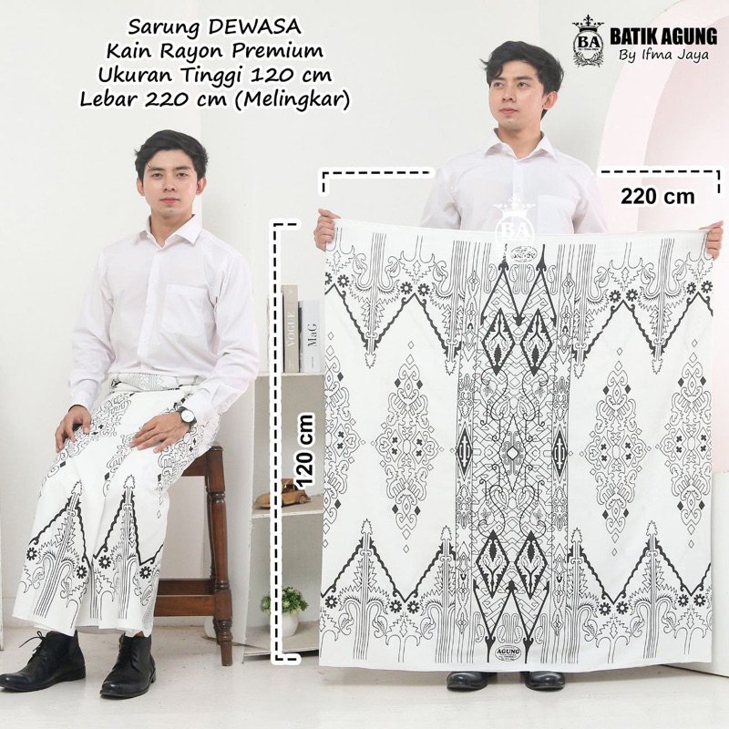 Jual SARUNG - SARUNG BATIK PUTIH POLOS - SARUNG BATIK - SARUNG ...