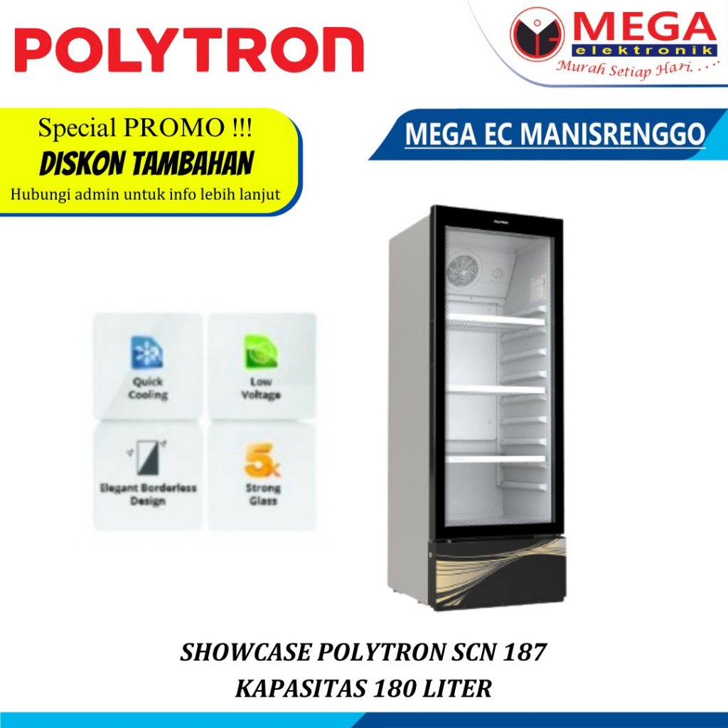 Jual SHOWCASE POLYTRON SCN 187 KAPASITAS 180L | Shopee Indonesia
