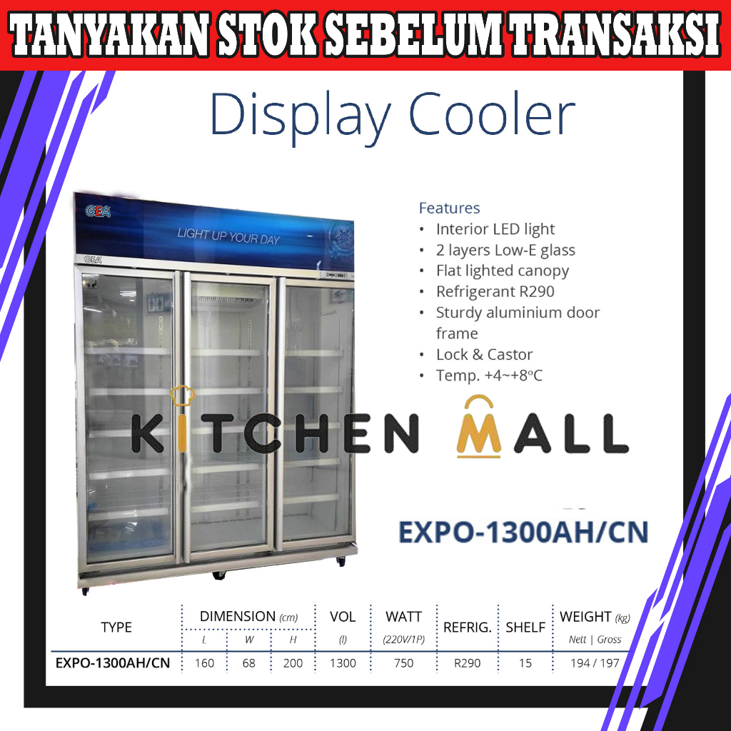 Jual GEA EXPO-1300AH/CN kulkas minuman 2 tiga pintu kaca - showcase ...
