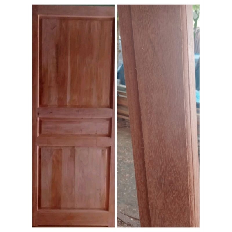 Jual Pintu Kayu Model PT3 Jenis Kayu Mindri Lengkap Kusen Gawang ...
