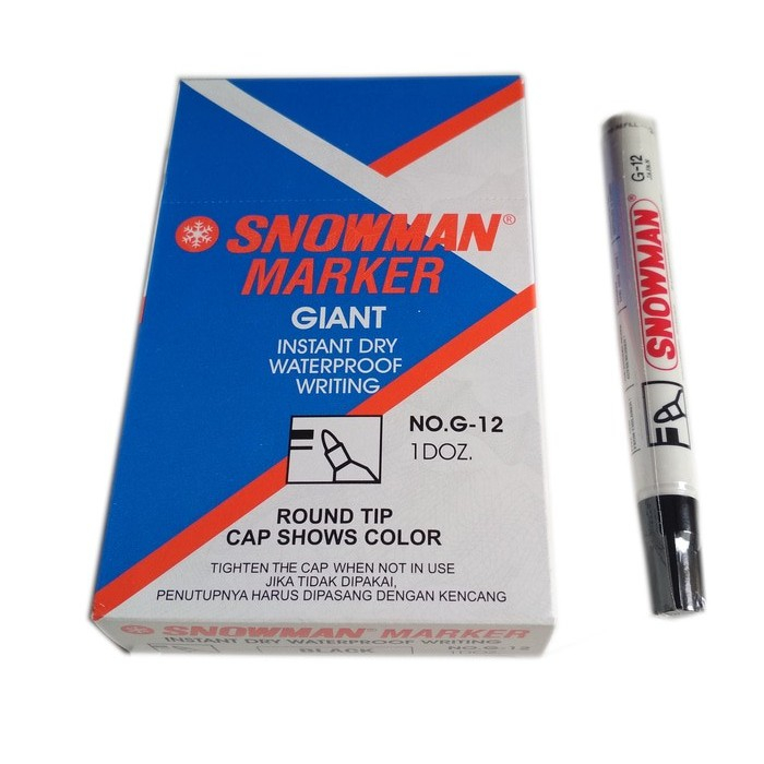 Jual PERMANENT MARKER G12 - Snowman - HITAM - 1 Pcs | Shopee Indonesia