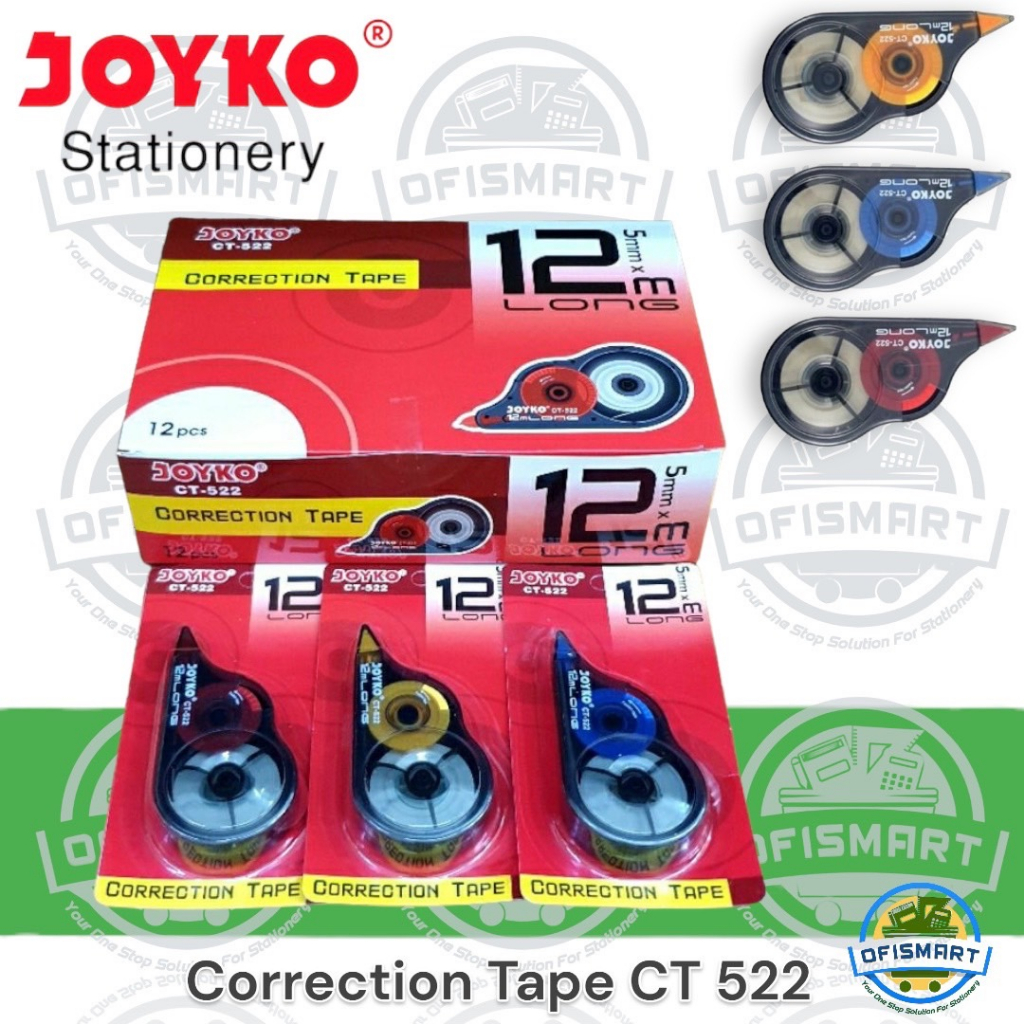 Jual Joyko Correction Tape TipEx Kertas CT 522 | @1Ktk=12PCs | Shopee ...