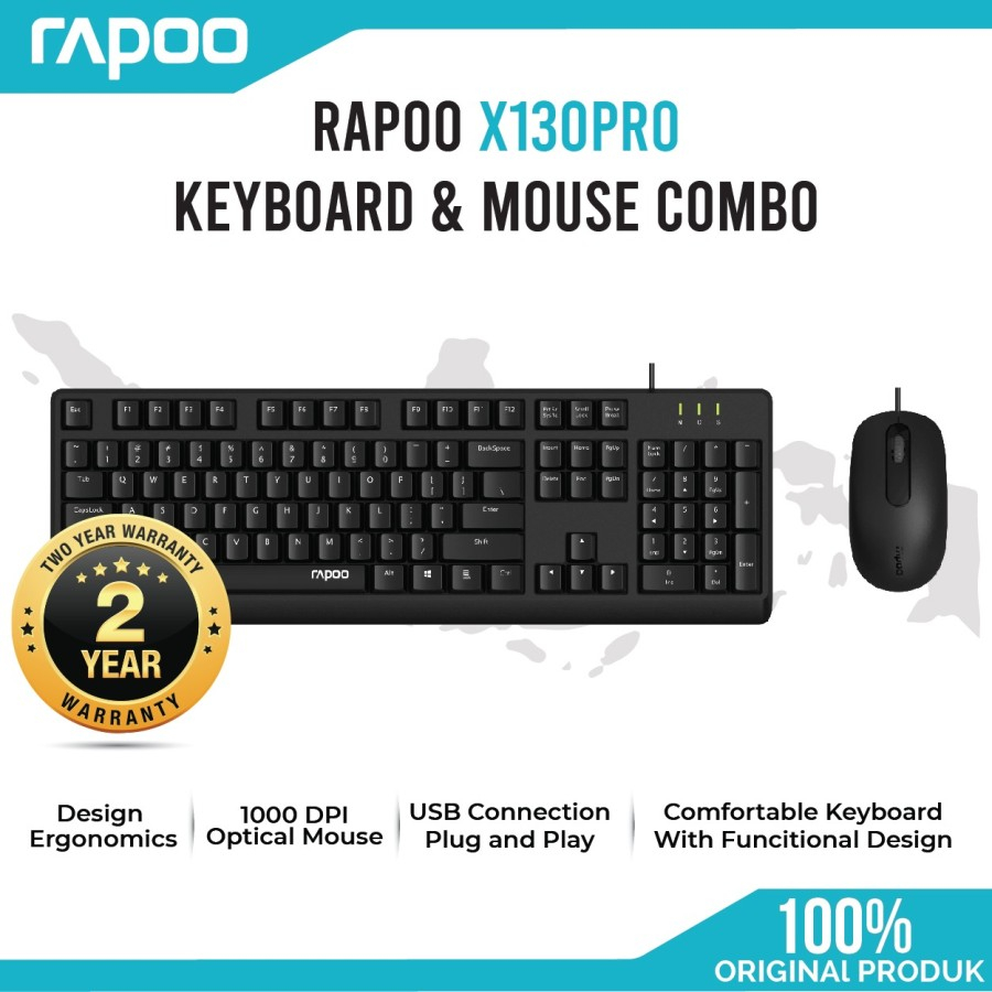 Jual Rapoo X130 Pro Combo Keyboard & Mouse Original Garansi Resmi ...