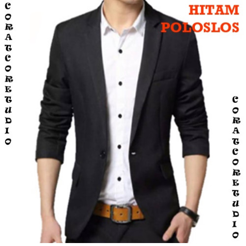 Jual CORATCORETUDIO Blazer Cowok Jas Pria Jumbo BigSize Laki Laki HITAM ...