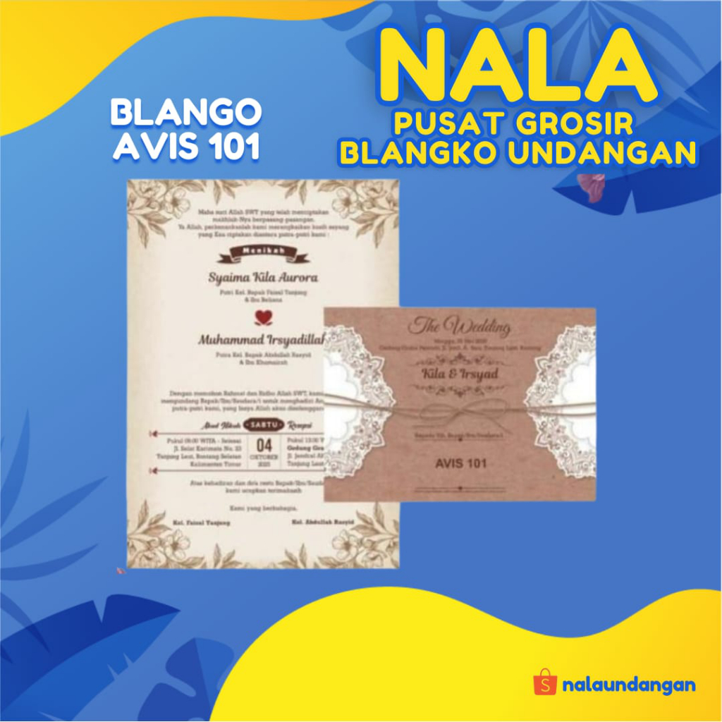 Jual Pusat Grosir | Blangko Undangan Avis 101 | Nala Undangan | Shopee ...