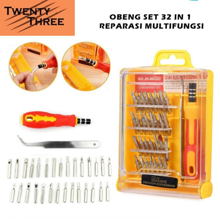 Jual Obeng set toolkit 32in1 lengkap dengan pinset | Shopee Indonesia