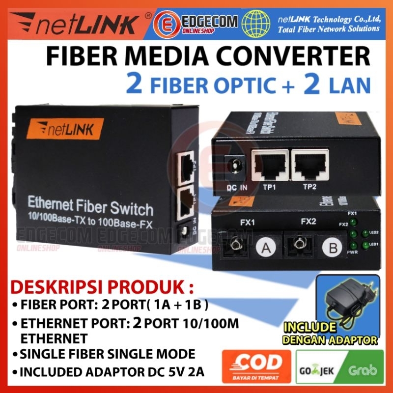 Jual Media Konverter 2 FO 2 LAN 10/100 LAN RJ45 Ethernet Fiber Optic switch Media Converter ...