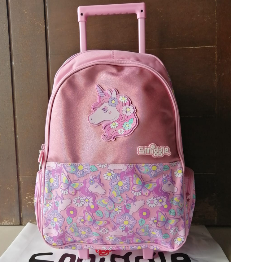 Jual Smiggle backpack trolley with light up wheels / trolley anak sd ...