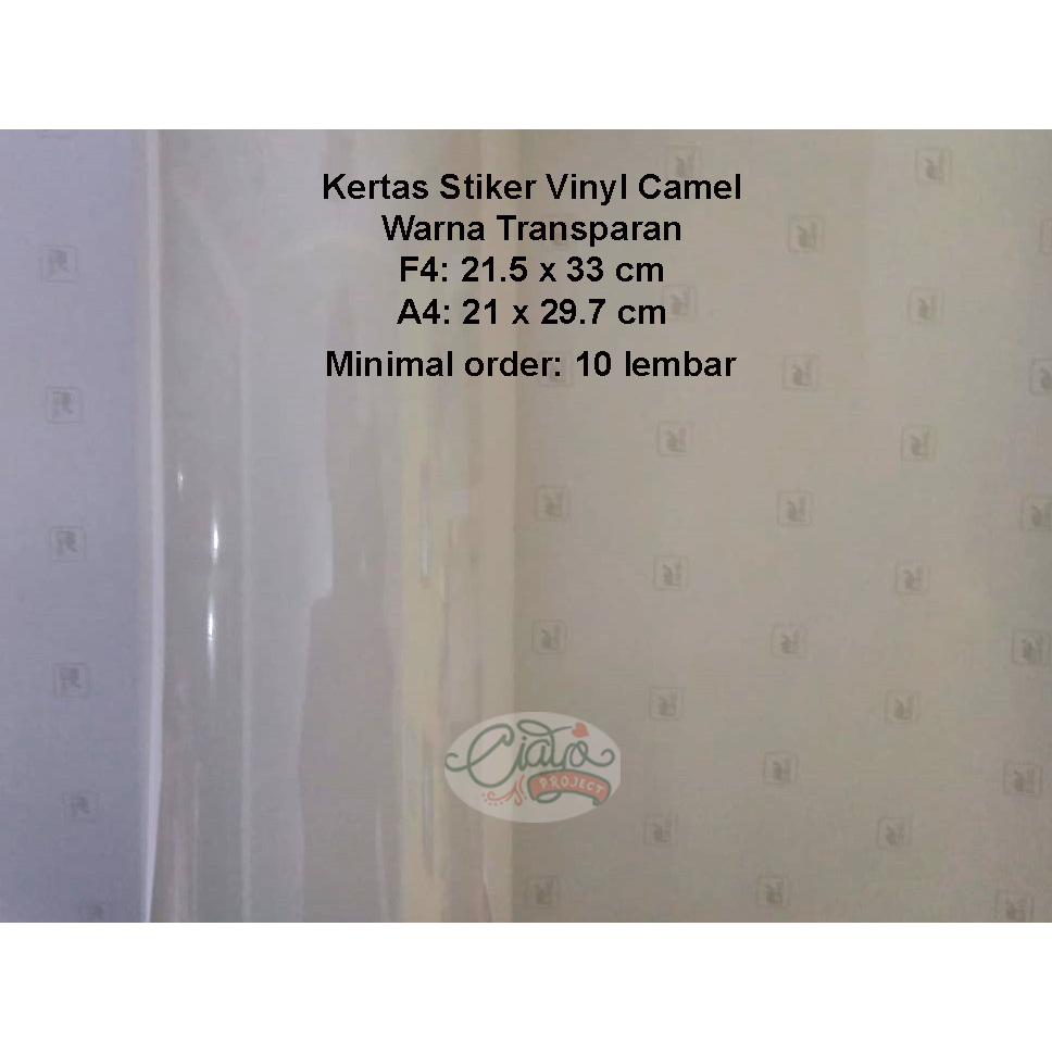Jual Kertas Stiker Vinyl Transparan & Susu Merk Camel A4/F4 | Shopee ...