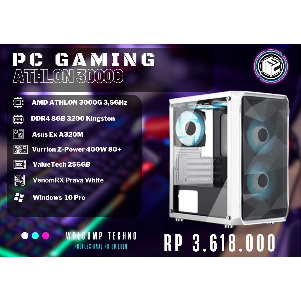 Jual Komputer PC Gaming Athlon 3000G / 8GB / 256GB Sata / Venom RX ...