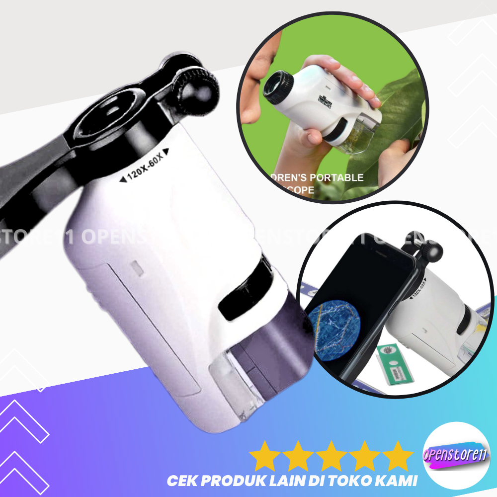 Jual Mikroskop Mini Portable Kaca Pembesar 60x - 120x Pocket ...