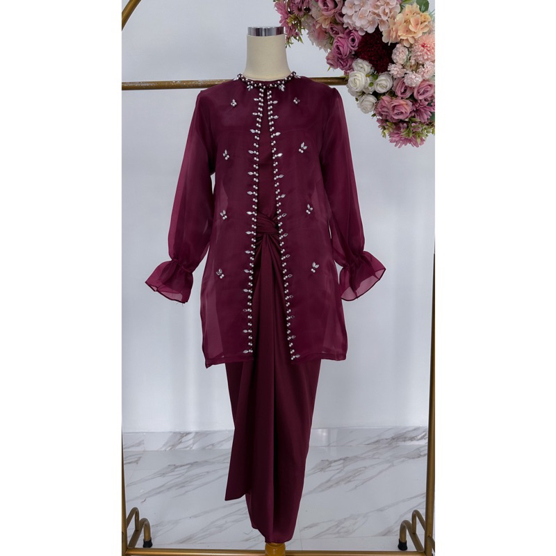 Jual One Set Wanita Kekinian Outer Organza Premium Setelan OOTD ...