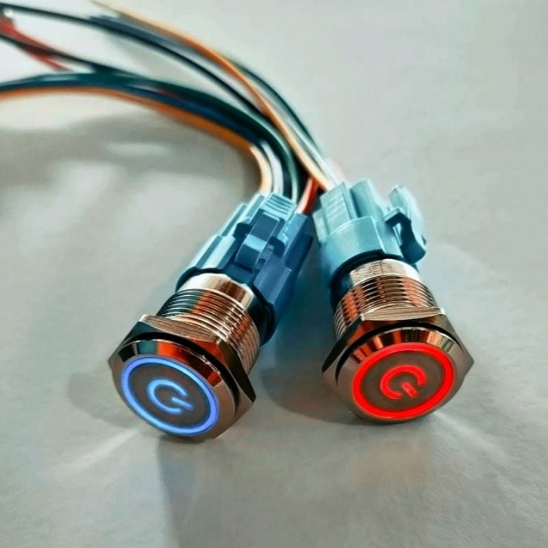 Jual Stainless Steel 16mm PUSH On Off RED 12V LED Flat Head /Switch ...