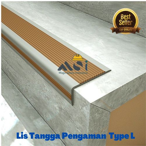 Jual Lis Tangga Pengaman Anti Selip Type L 5cm Step Nosing + Perekat 3M | Shopee Indonesia