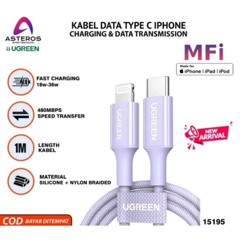 Jual Ugreen Kabel Data iPhone iPad Type C to Lightning Mfi iPhone 13 14 12 11 8 X XR XS Max Fast ...