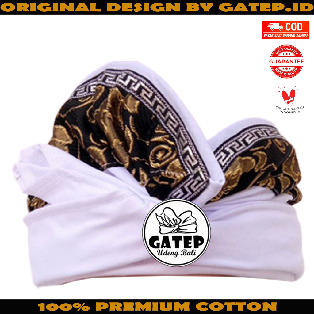 Jual Udeng Bali Asli Putih Polos Motif Bunga Mas Lis Mesir Setengah ...