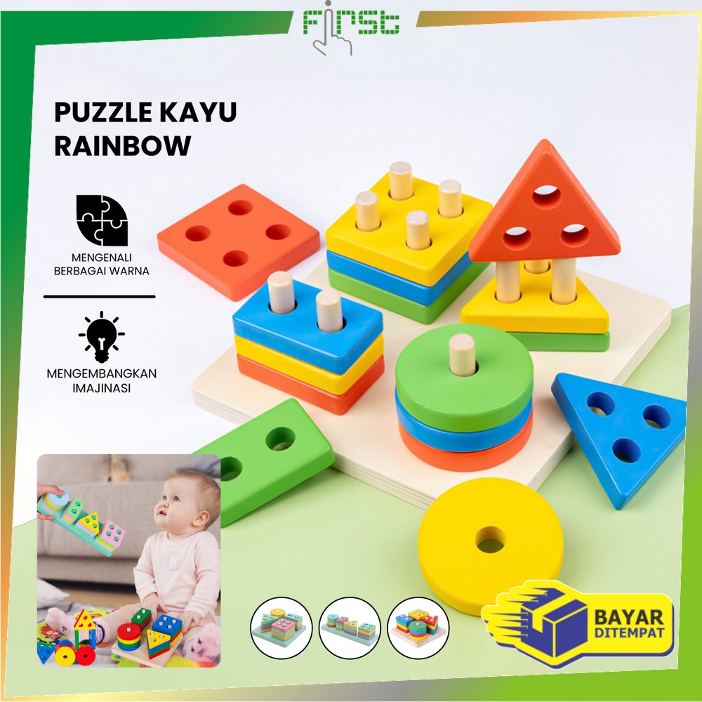 Jual FH-M332 Puzzle Geometri Mainan Edukasi Anak Papan Susun Sortir ...