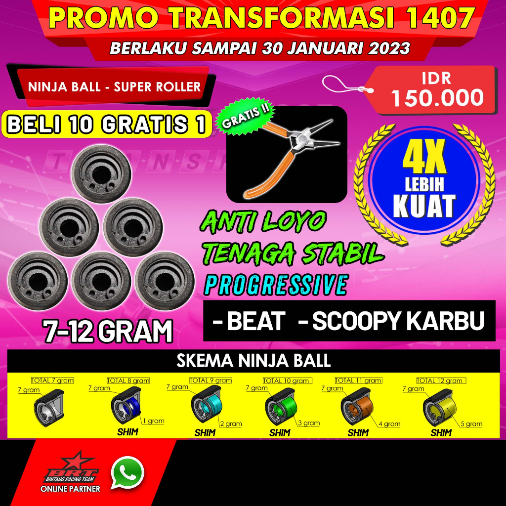 Jual ROLLER NINJA BALL SUPER BRT BEAT SCOOPY KARBU | Shopee Indonesia