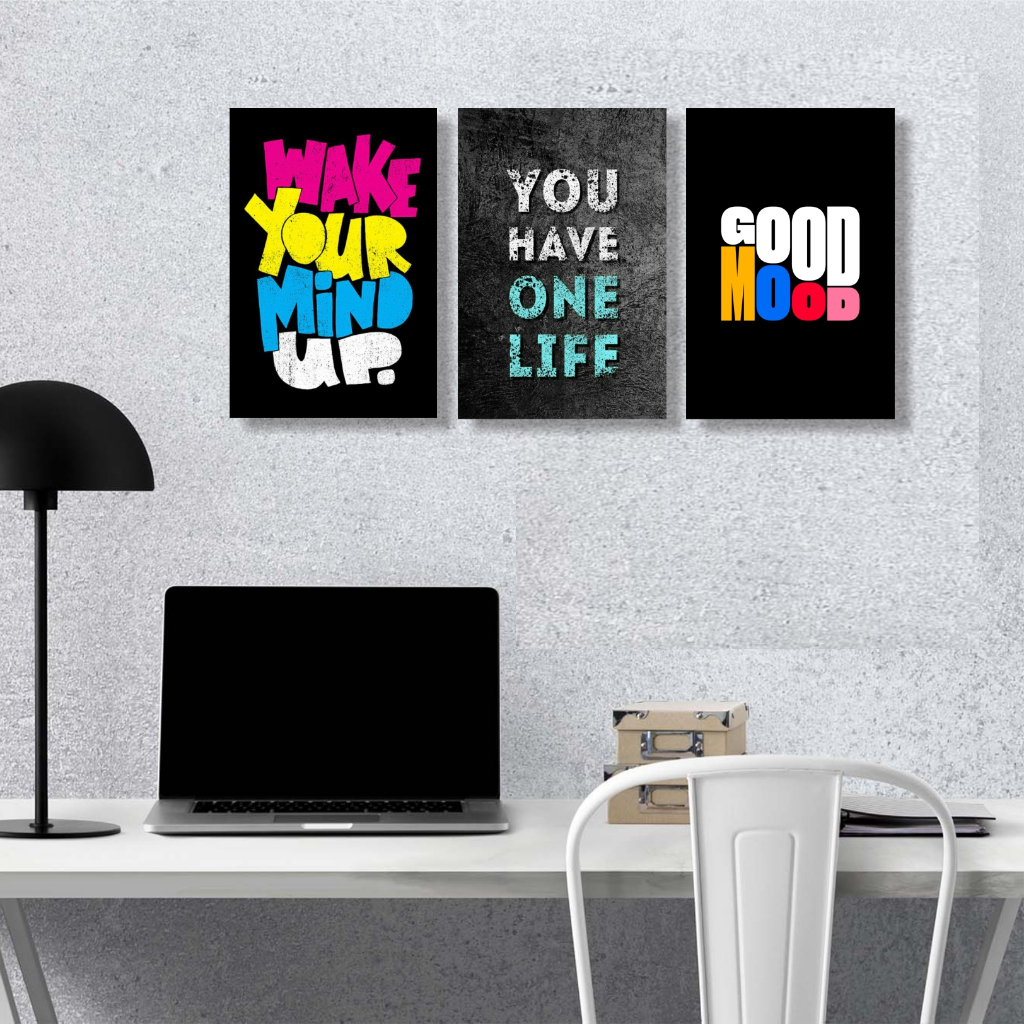 Jual Hiasan Dinding Poster Kayu Kata Motivasi Hitam Black 20x30cm BK ...