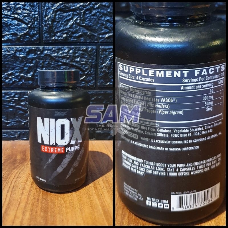 Jual Suplemen Fitness NUTREX Niox 120 kapsul Nitric Oxide Pre Workout ...