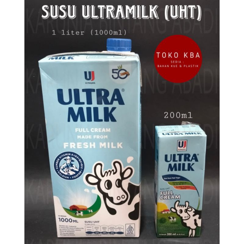 Jual Susu Ultra Milk Full Cream Fresh UHT ( 200 mL | 1 L ) | Shopee ...