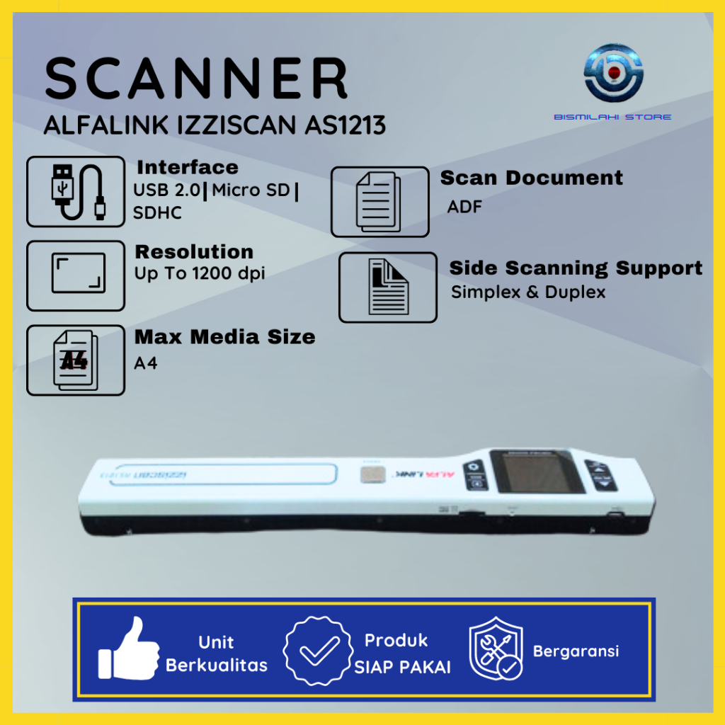 Jual Scanner Portable Alfalink IzziScan AS1213 Bisa Digunakan Tanpa ...