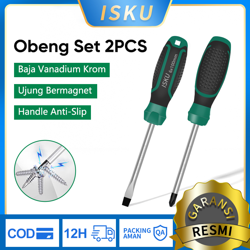 Jual ISKU Obeng Set 2pcs + - Obeng Set Magnetic Screwdriver Set Tip ...