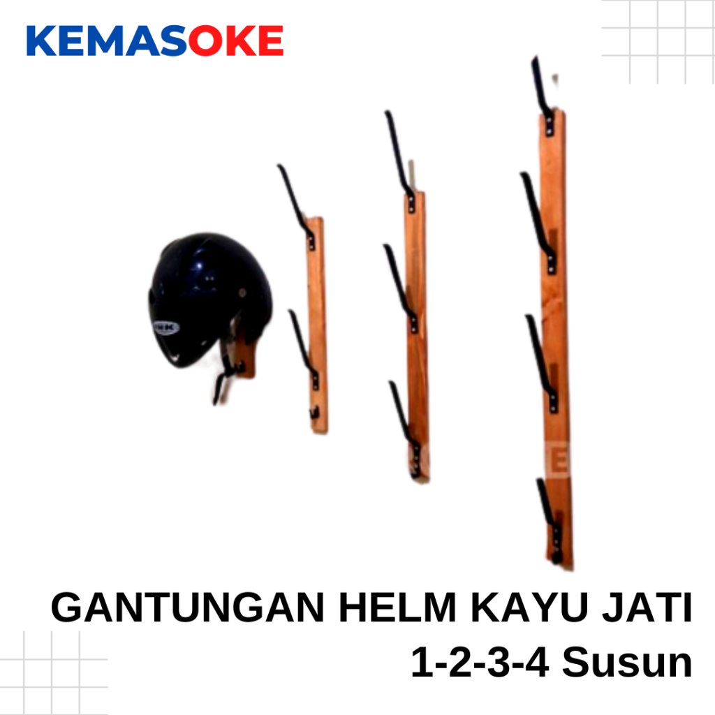 Jual Rak helm gantung Gantungan helm dinding Tempat helm kayu besi ...