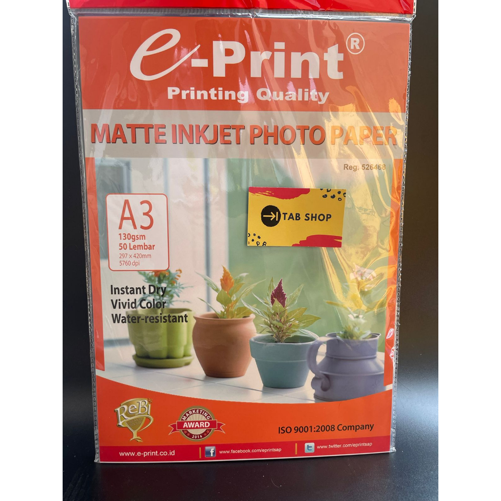 Jual TAB SHOP - EPRINT MATTE INKJET PHOTO PAPER A3 130 GSM 50 SHEETS ...