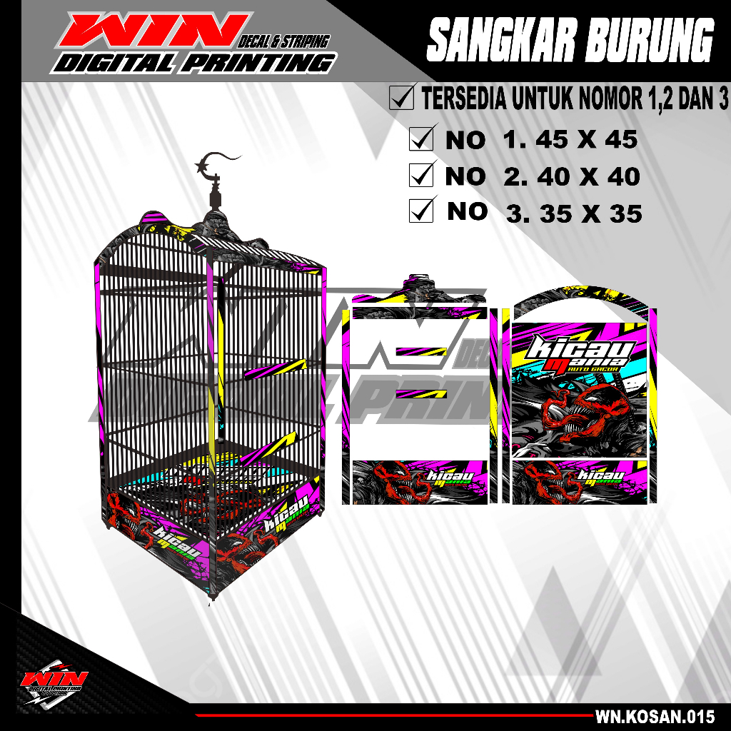 Jual Stiker Decal Sangkar Burung Kotak, Kosan, Persegi, Ebod No. 1, 2 ...
