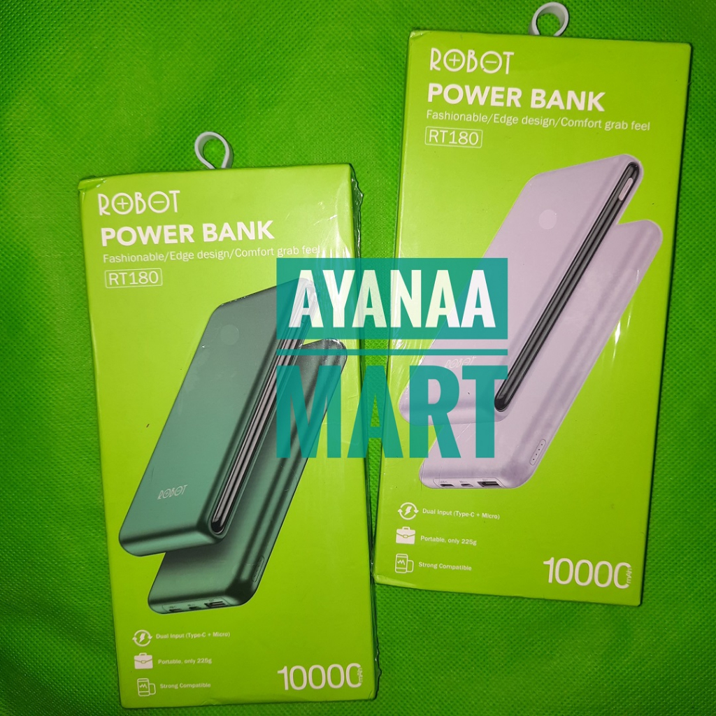 Jual PowerBank ROBOT 10000mAh RT180 Dual Input Port Type C & Micro USB ...