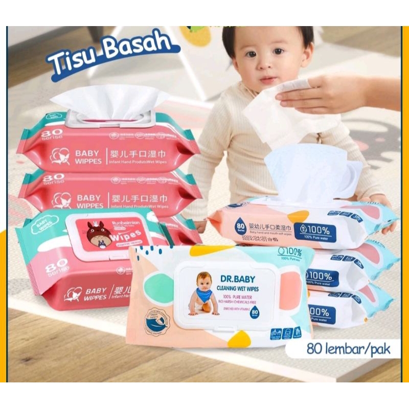 Jual 80 Lembar Tissue Basah bayi pure baby wipes non perfumed tisu ...