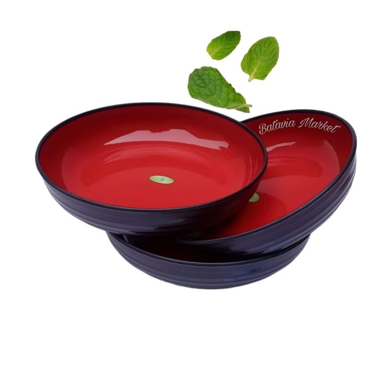 Jual 12 Pcs Piring Ramen Korea Bulat / Piring Hitam Plastik Merah ...