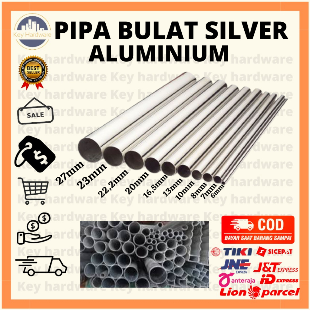 Jual Pipa Bulat Aluminium Panjang 6m | Gratis Ongkos Potong MIN 50cm ...