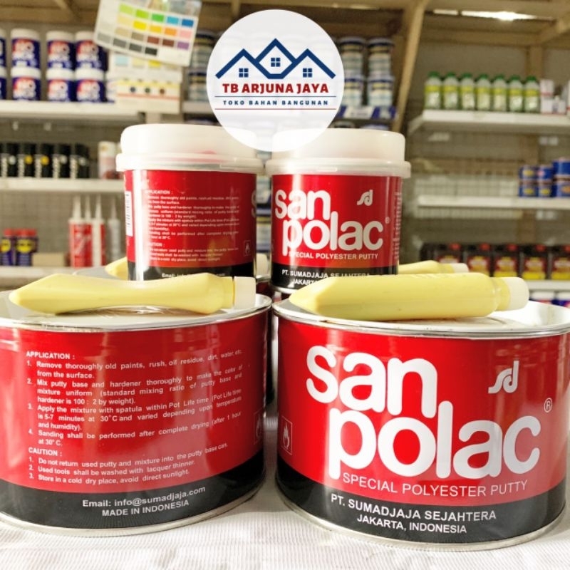 Jual Dempul Plastik SANPOLAC 250gram dan 1 KG | San polac kecil besar ...