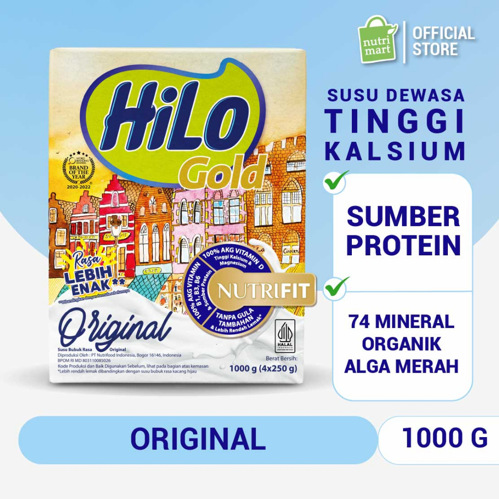 Jual HiLo Gold Original 1000 gram - Susu Tinggi Kalsium Plain | Shopee ...