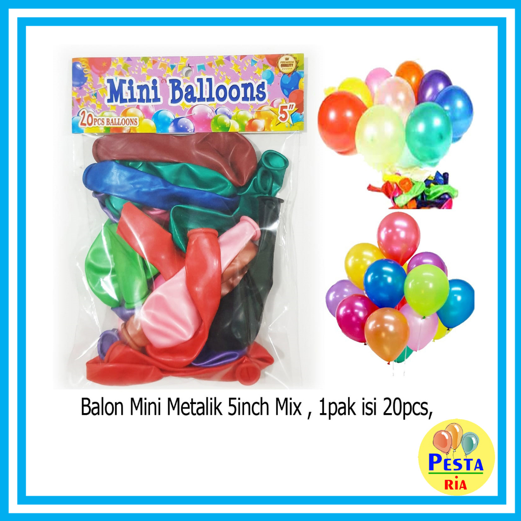 Jual Murah!! (1 Pak Isi 20Pcs) Balon Latex Metalik Mini, balon metalik ...