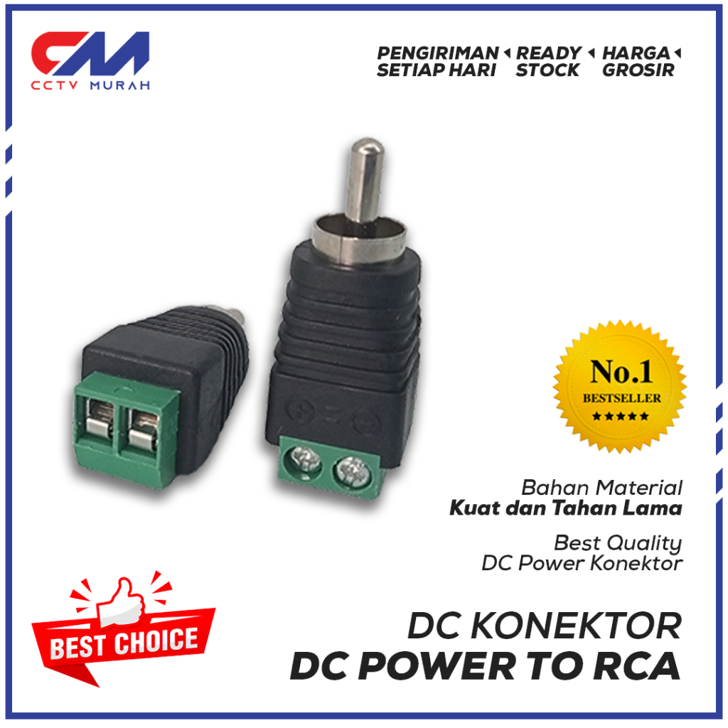 Jual Jack DC Male RCA Connector CCTV DC Power Konektor RCA Male ...