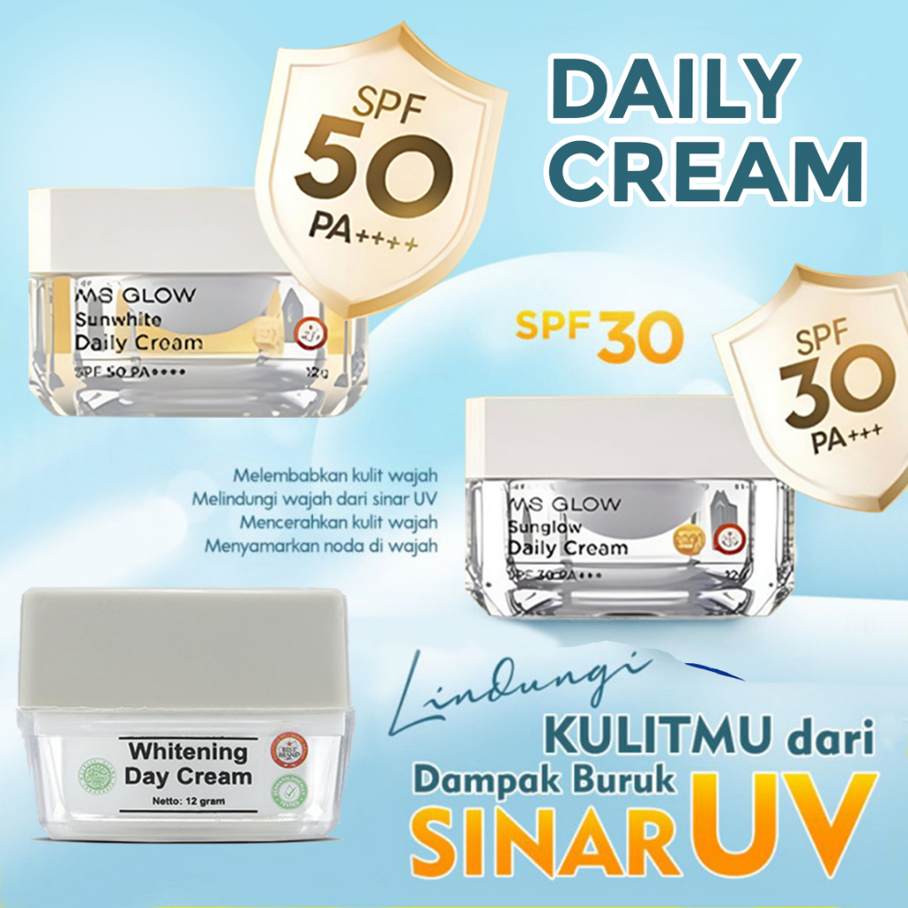 Jual Day Cream Sun Glow Sun White Pro Whitening MS Glow Cream Pagi Krim ...