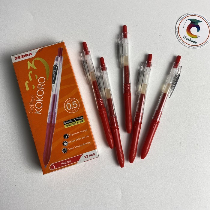 Jual Pulpen Gel ZEBRA Kokoro Merah 0.5mm - 1 pcs | Shopee Indonesia