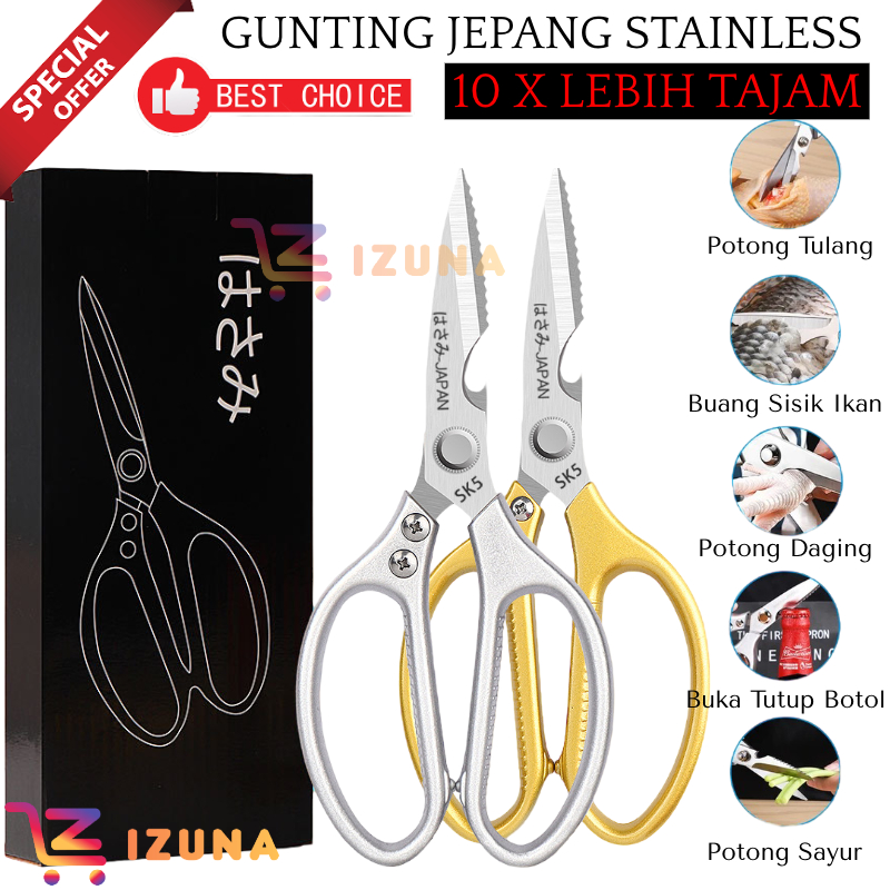 Jual [IZUNA] KC02 GUNTING DAPUR JAPAN SK5 / GUNTING JUMBO STAINLESS ...