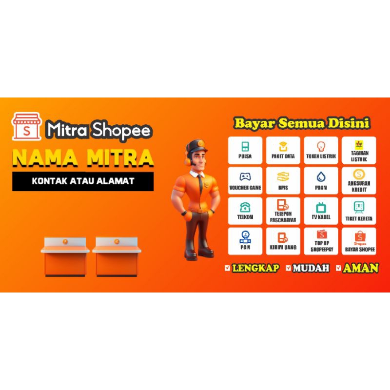Jual Banner Mitra Shopee | Spanduk Mitra Shopee Terbaru Boleh Custom Desain dan Ukuran | Shopee ...