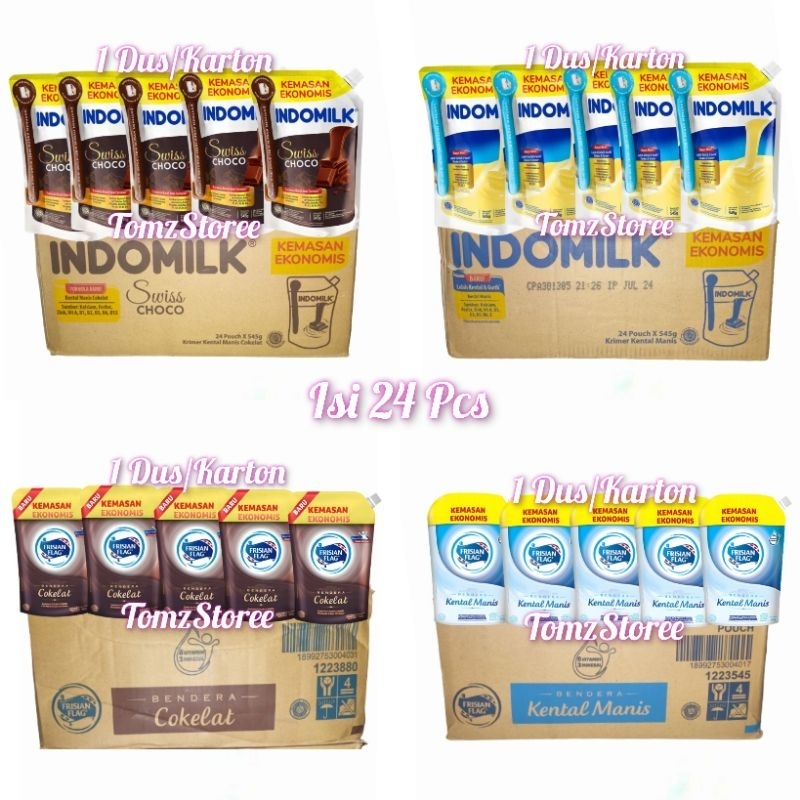 Jual 1 Karton/Dus Susu Frisian flag Pouch 545gr & Indomilk Pouch 545gr ...